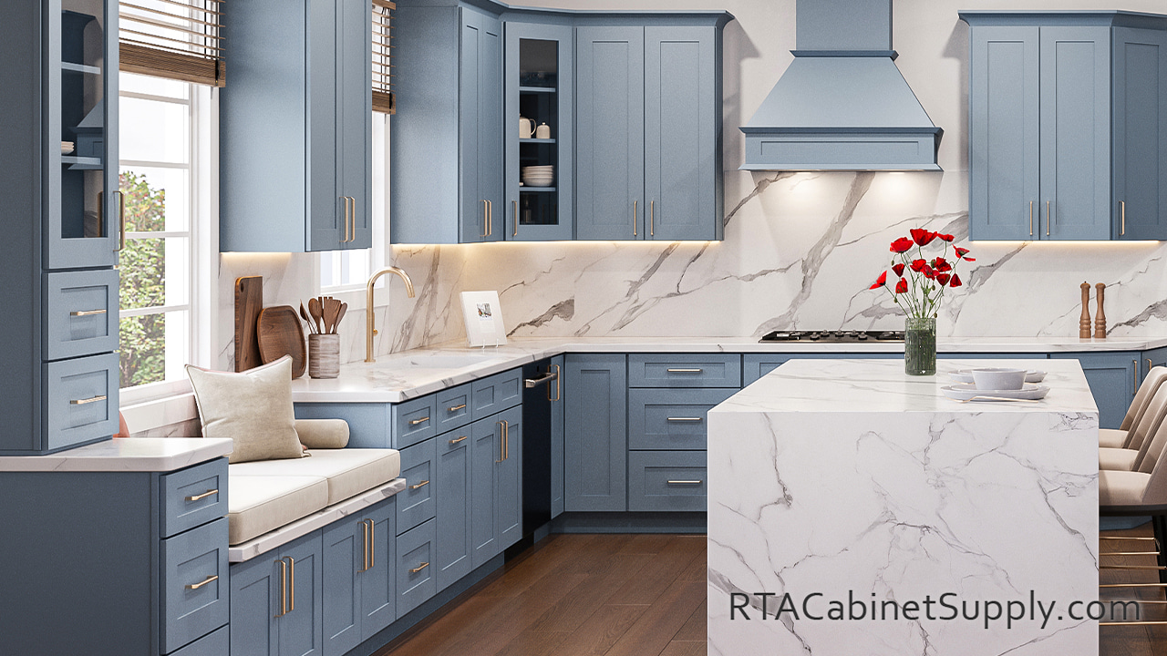 Newport Blue Shaker - Ready to Assemble Kitchen Cabinets